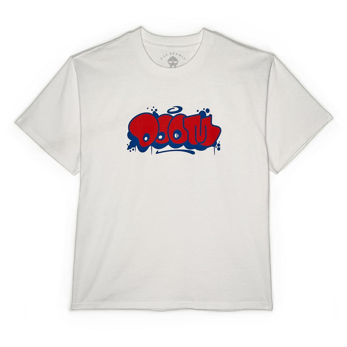 MF DOOM - Throw Logo Blue & Red T-Shirt - Rhymesayers Entertainment